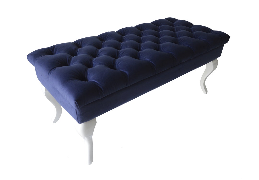 Bench Puff Furniture Upholstered Handmade Chesterfield Pouffe Glamor ...