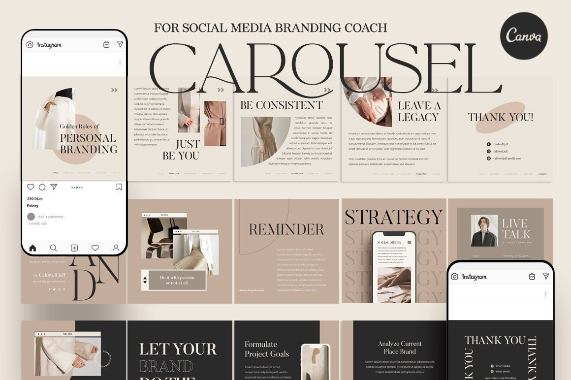 CANVA Instagram Carousel Social Media Branding Coach. Canva - Etsy