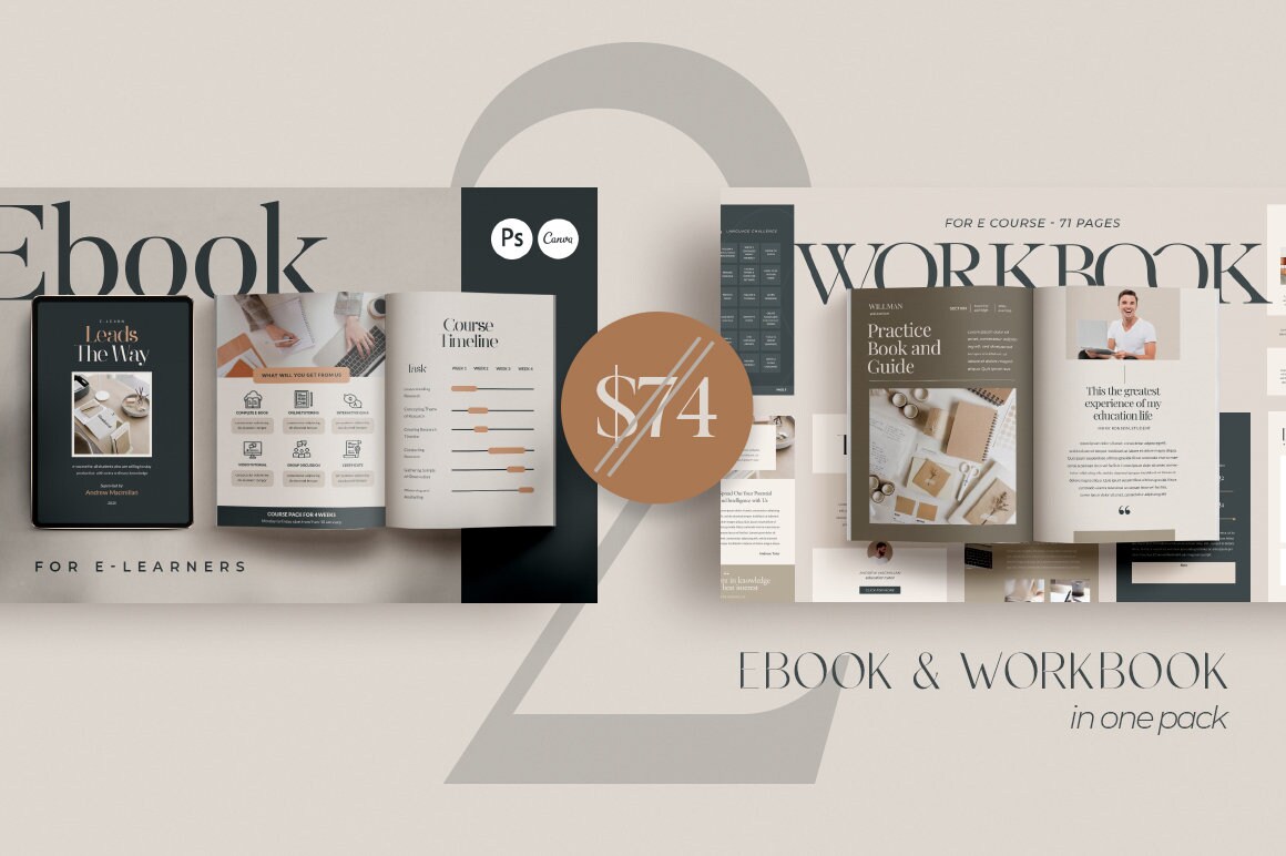 CANVA Bundle Ebook Workbook 2 in 2 for Branding Coach Brand - Etsy