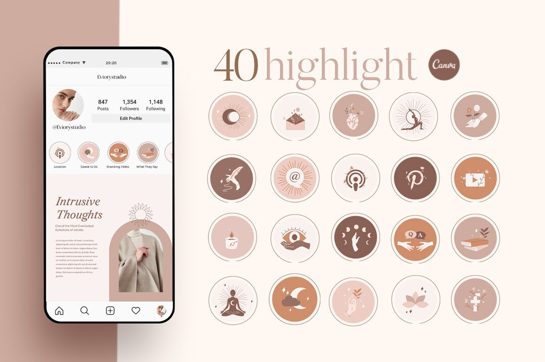 Wellness and Mental Health Coach Instagram Highlight Covers. Canva ...
