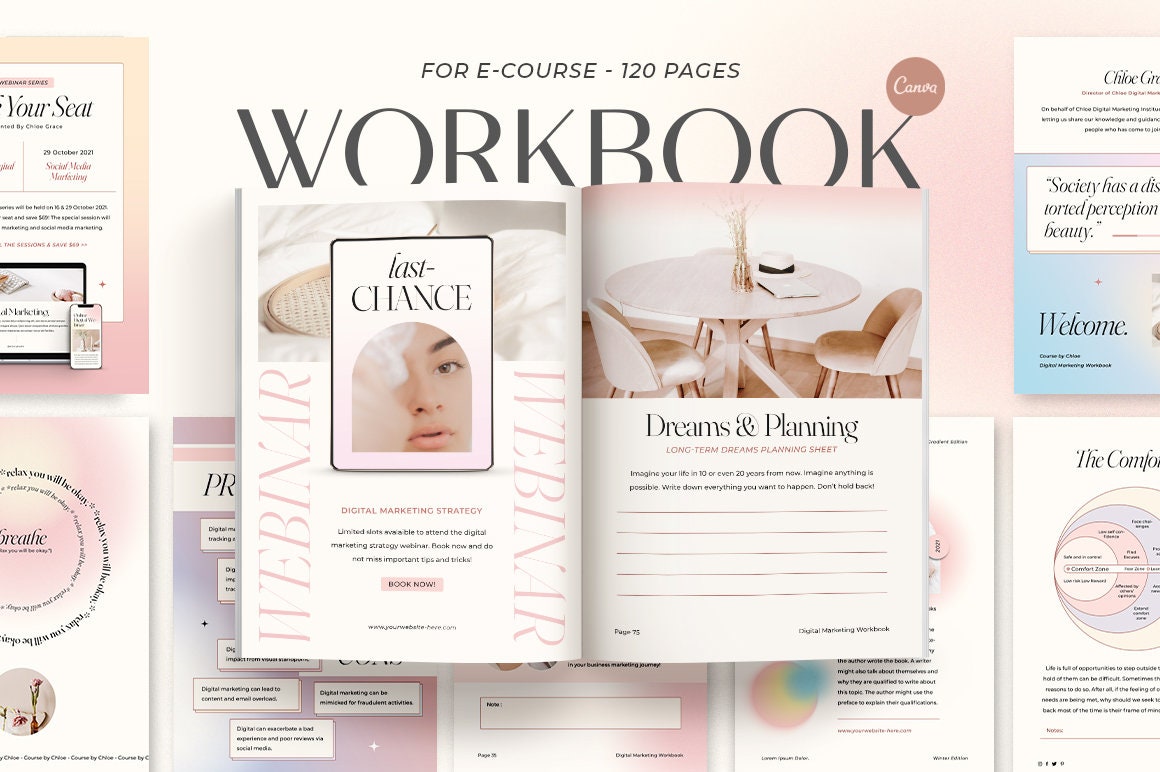 120 Workbook Canva Gradient. Handbook for Coach. Webinar Guideline . Exercise Book. Online ...