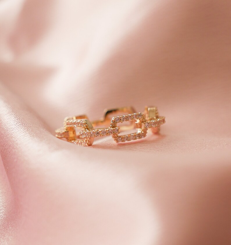 Chain Link CZ Cystral Paved Ring iced Out Chain Link Ring | Etsy