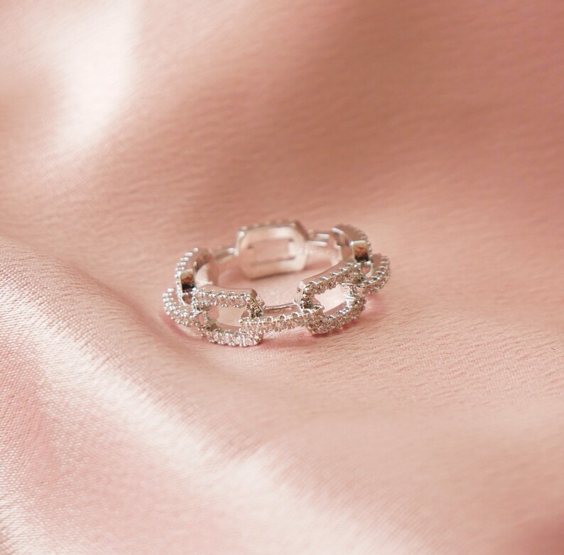 Chain Link CZ Cystral Paved Ring iced Out Chain Link Ring | Etsy