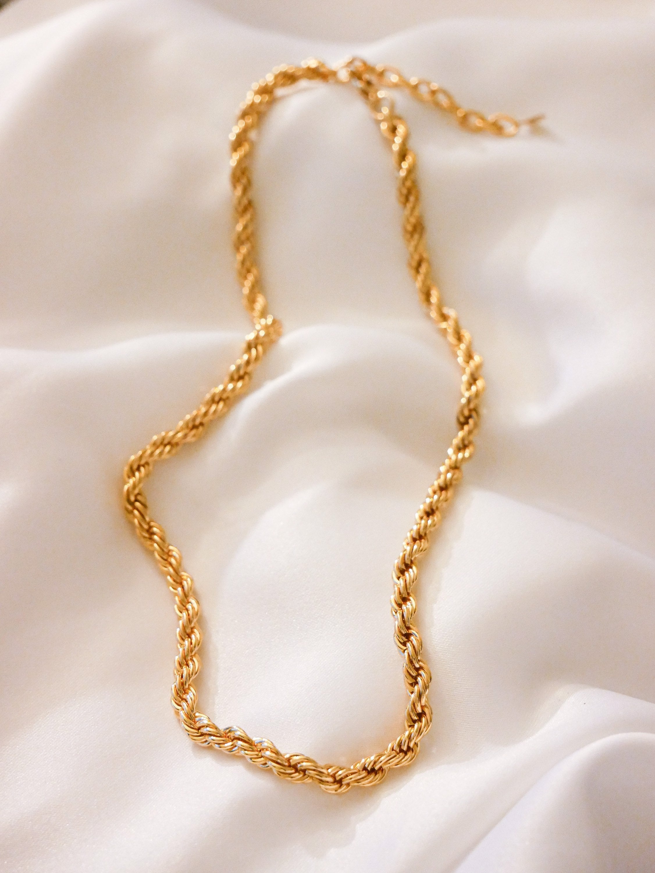 Vivian Rope Chain Necklace 24K Gold Plated Women Heavy Gold | Etsy