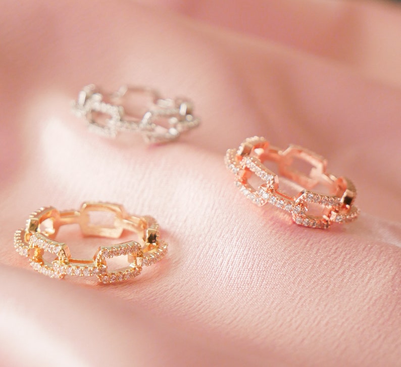 Chain Link CZ Cystral Paved Ring iced Out Chain Link Ring | Etsy