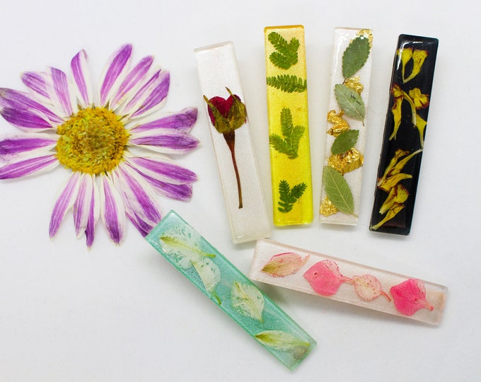 Botanical Hair Clips, Real Pressed Flowers and Leaves, Handmade Hair ...