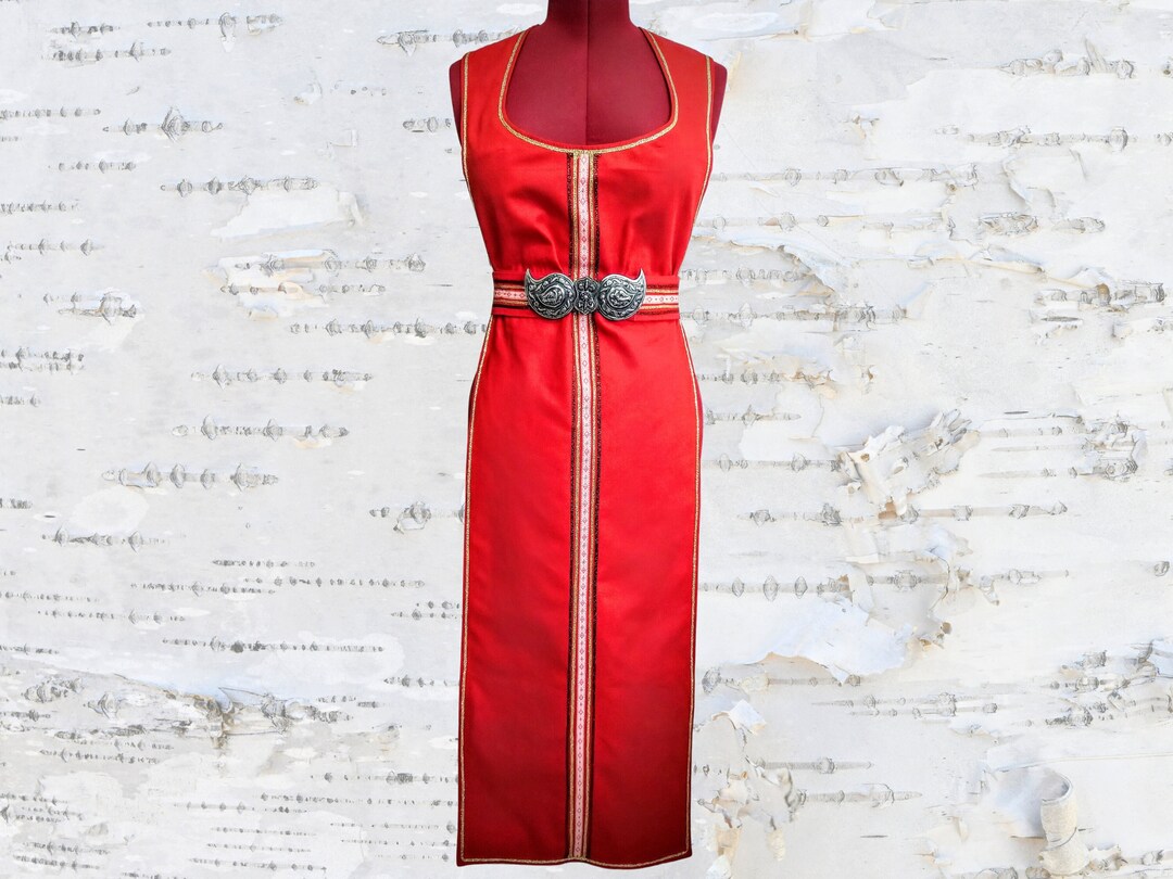 Bulgarian Traditional Sukman, Red Long Sukman, Embroidered Folk Nouveau ...