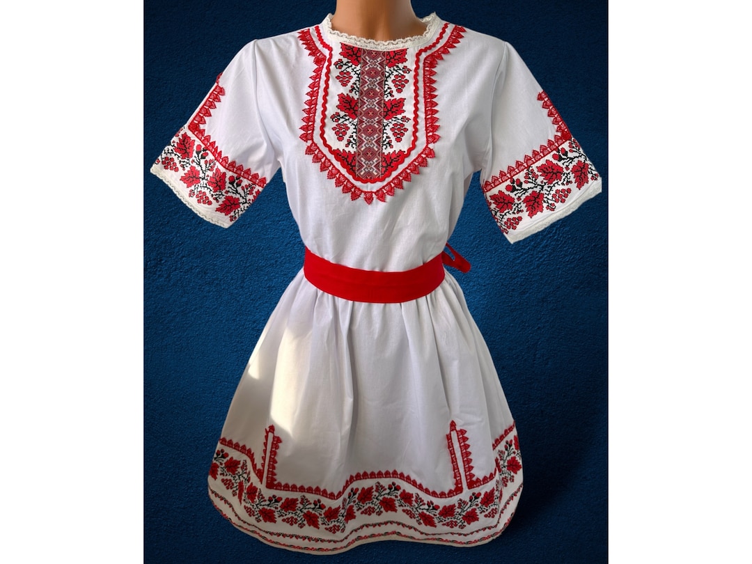 Floral Bulgarian Dress, Bulgarian Folk Nouveau Dress, Summer Holiday ...