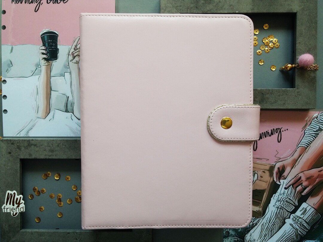 Pink Leather A5 Planner Binder: Personalized Organizer With Gold ...