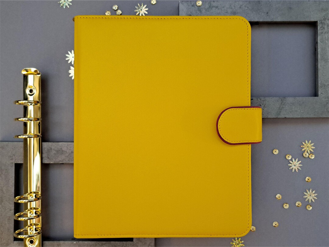 Yellow Leather A5 Planner Binder: 6-ring Organizer With Dividers - Etsy