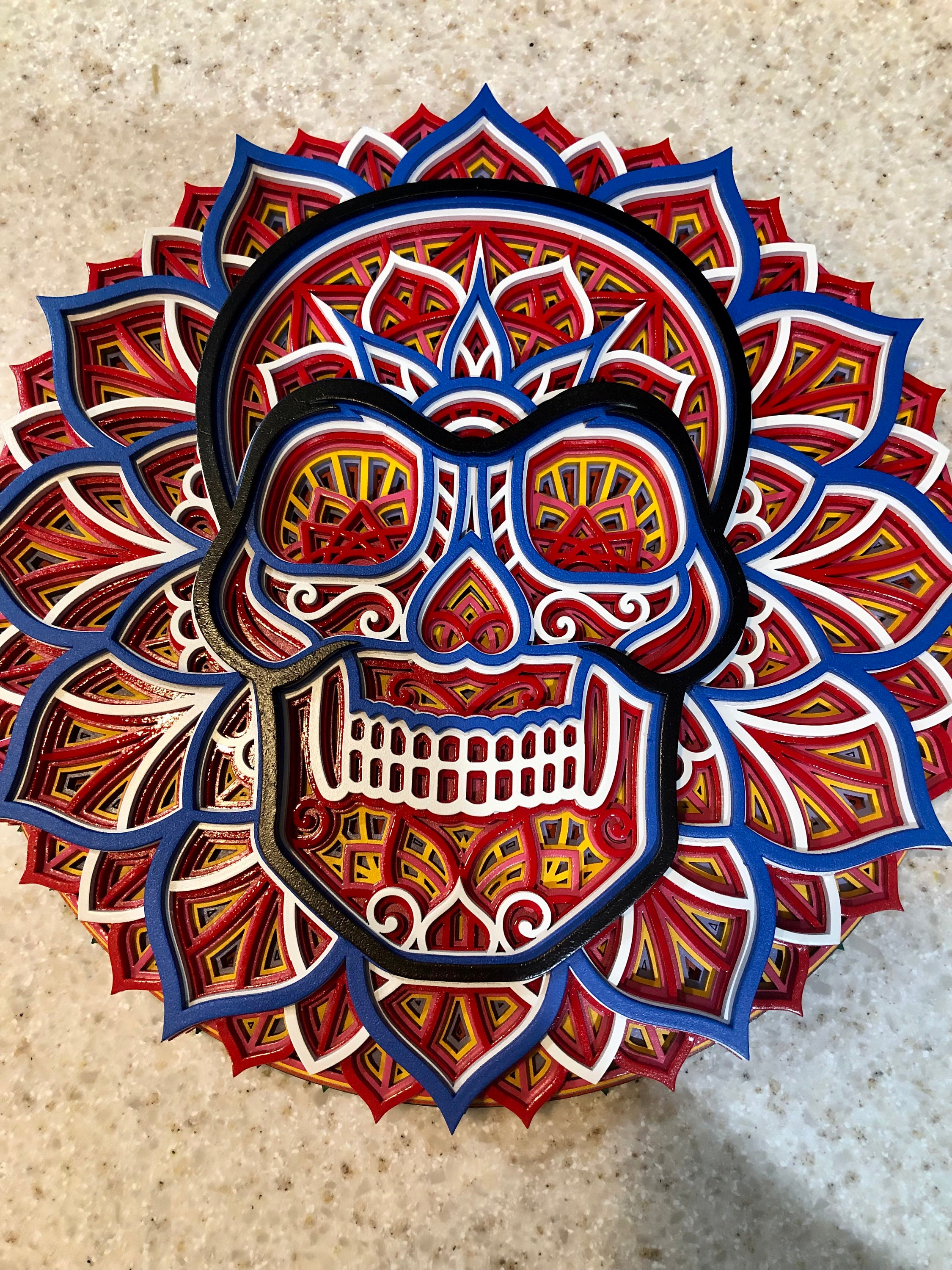 3D Sugar Skull Mandala Wall Art - Etsy