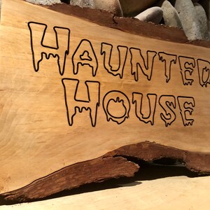 Halloween Signs Haunted House Live Edge Sign Laser Engraved - Etsy