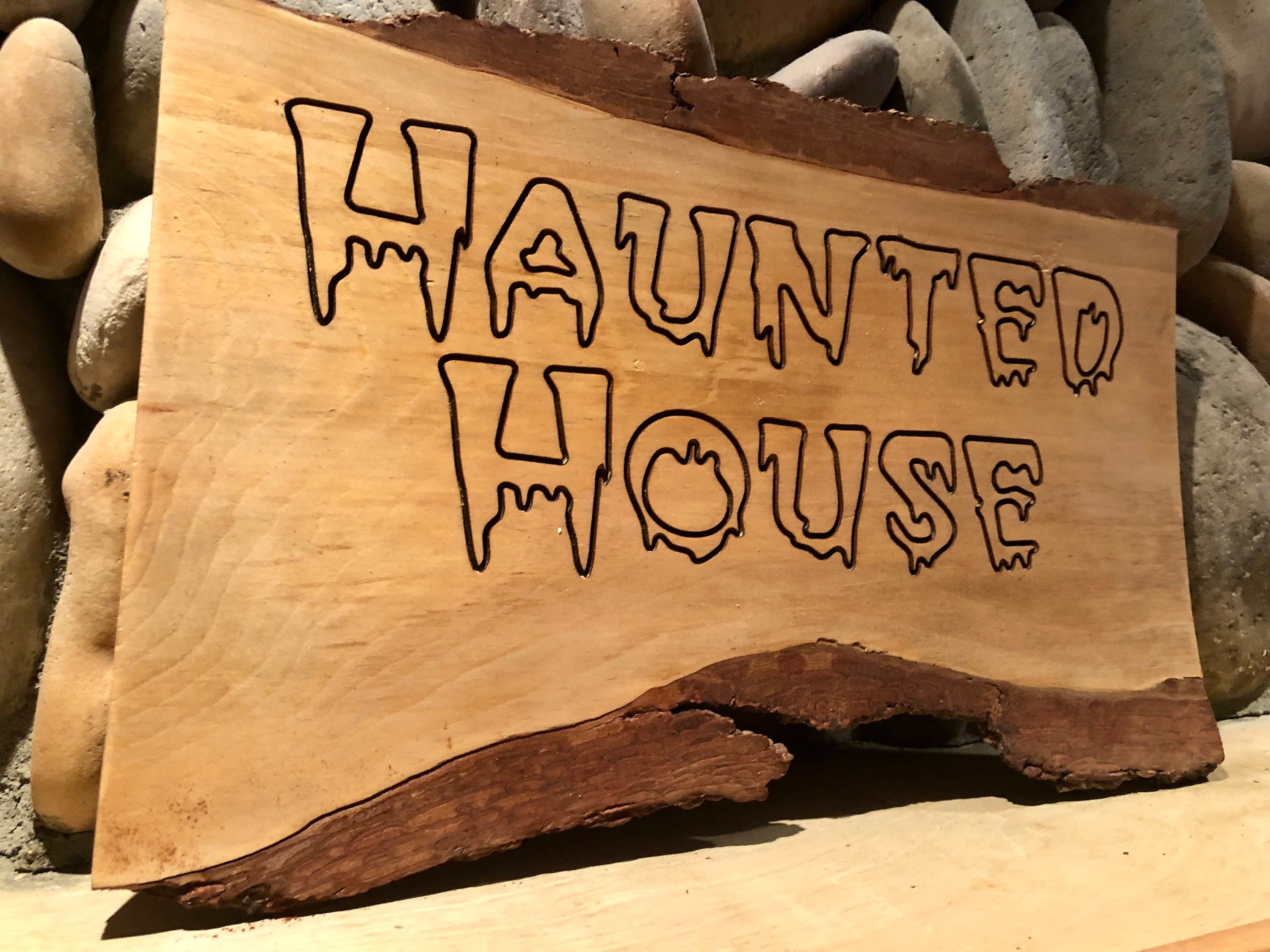 Halloween Signs Haunted House Live Edge Sign Laser Engraved - Etsy