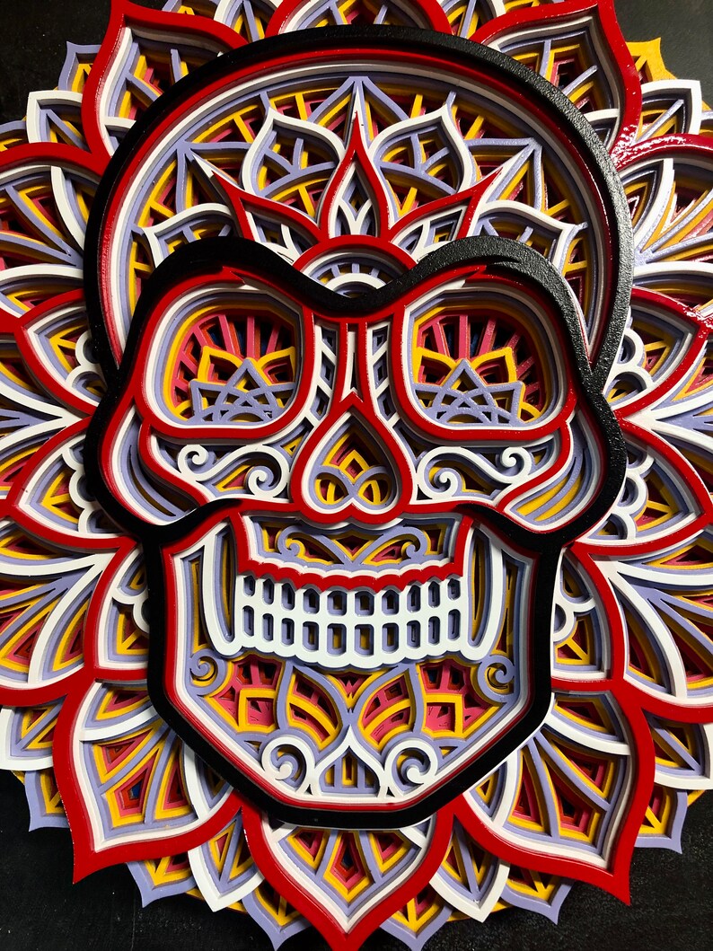 3D Layered Sugar Skull Mandala - Etsy