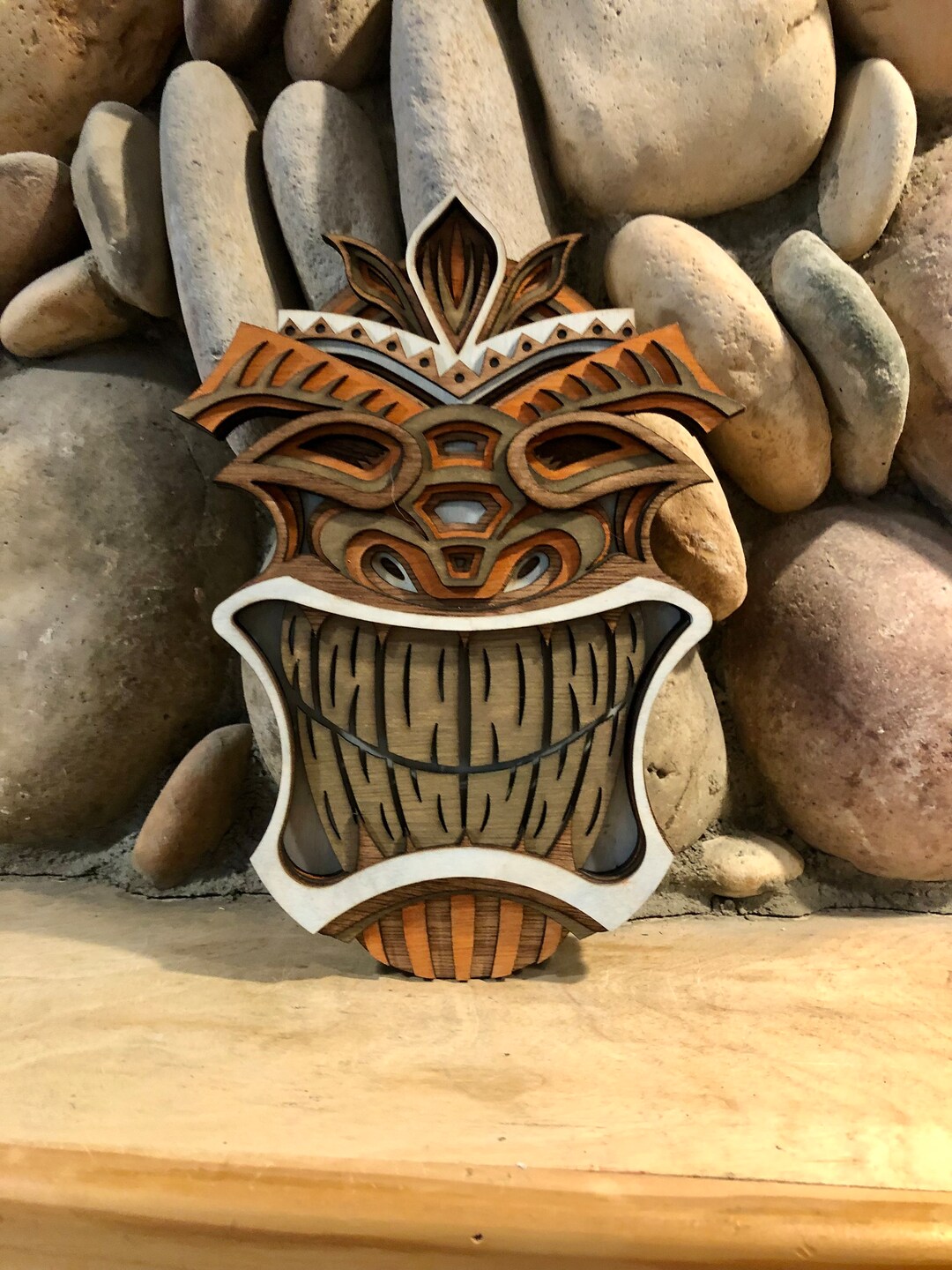 3D Layered Tiki Head Wall Art - Etsy