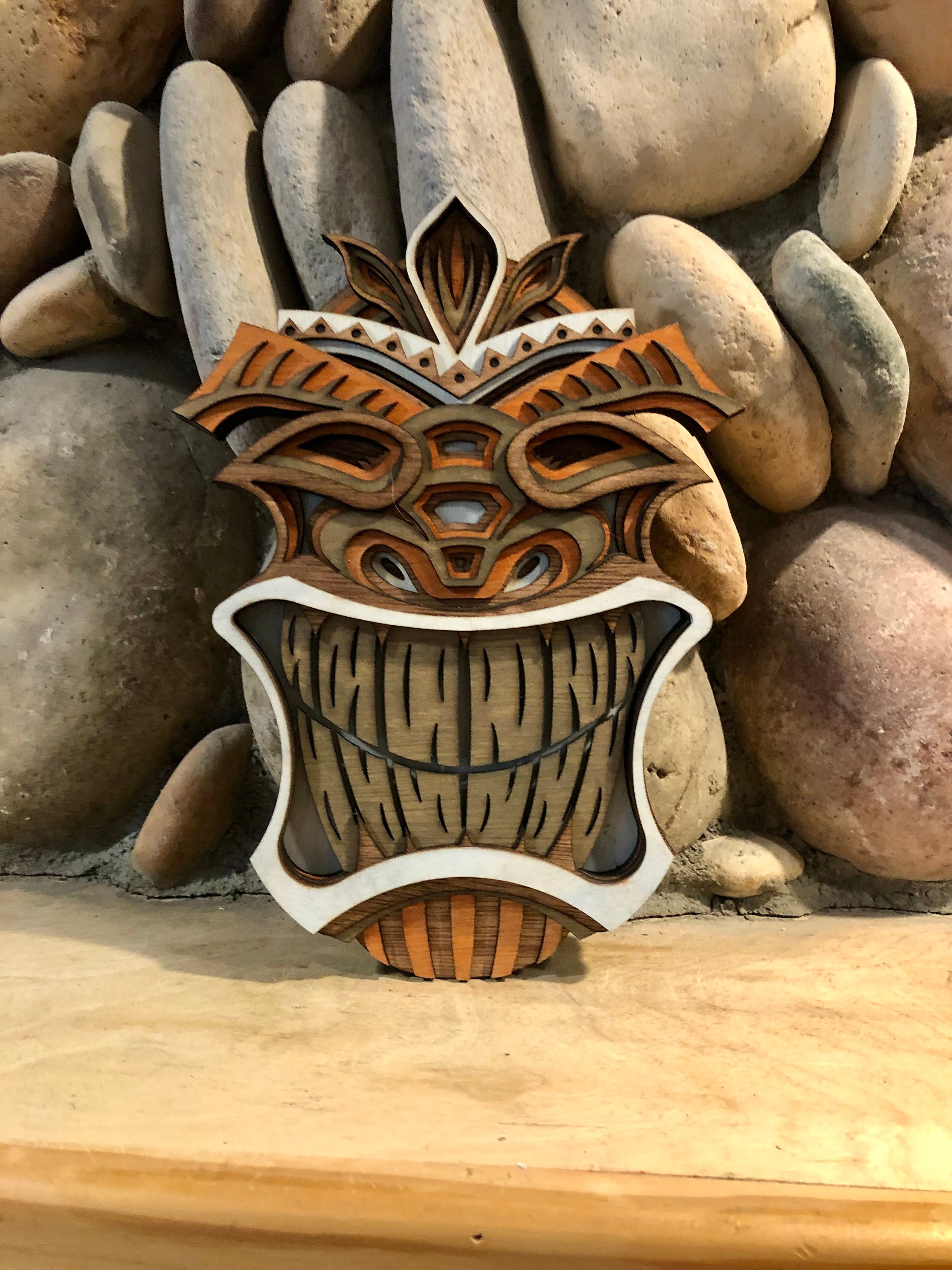 3D Layered Tiki Head Wall Art - Etsy