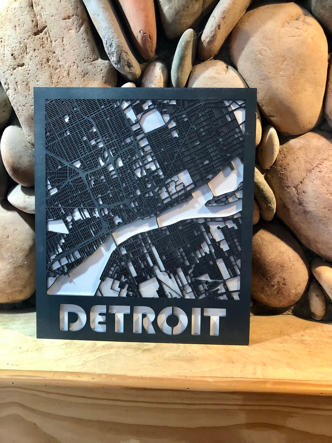 Detroit City Map 3 Layer Wall Art - Etsy