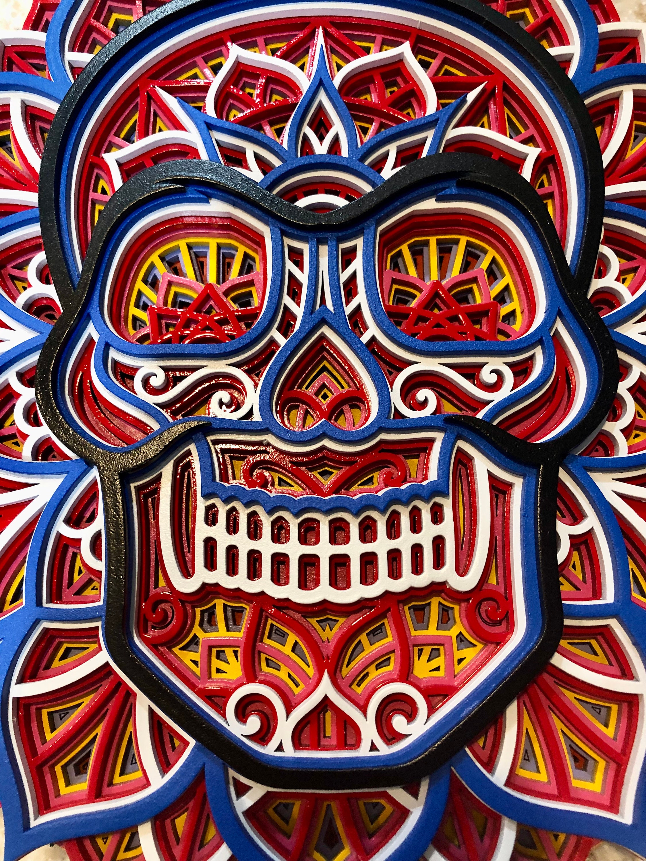 3D Sugar Skull Mandala Wall Art - Etsy