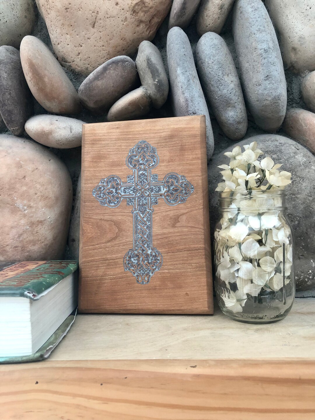 Cross Wall Art, Engraved Cherry With Resin Orthodix Style Cross - Etsy