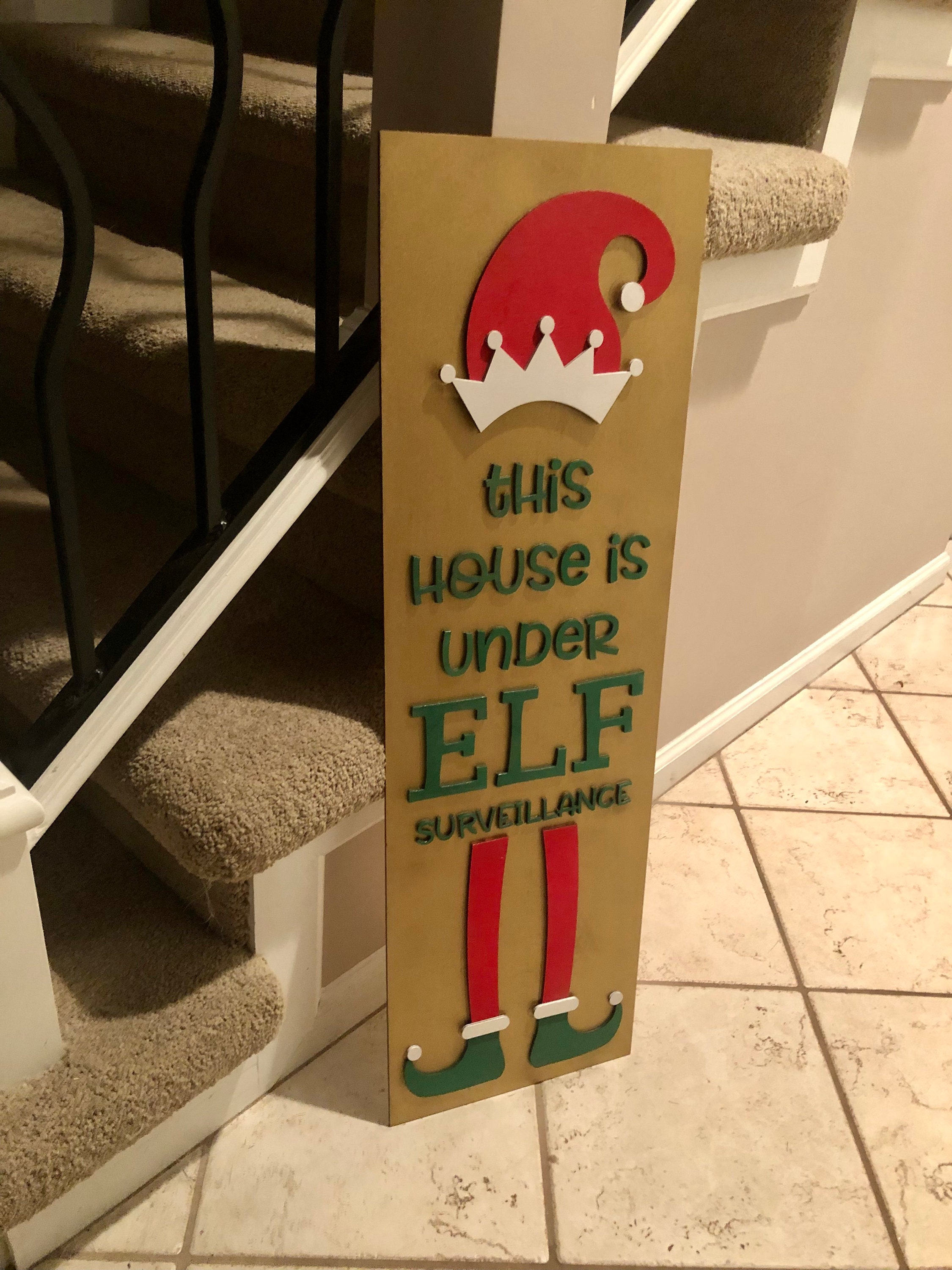 Elf Surveillance Sign Layered Christmas Sign - Etsy