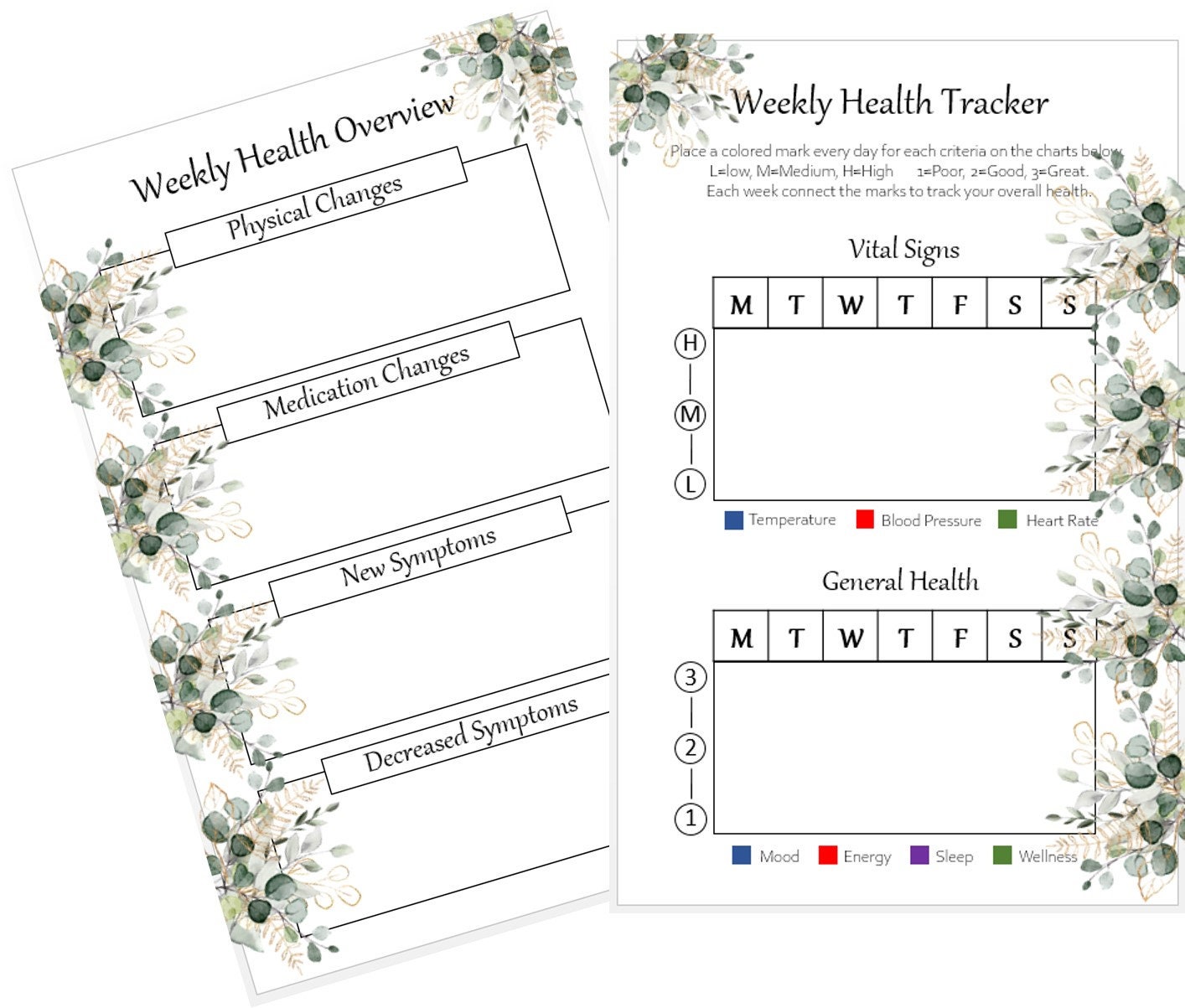 Foliage Daily Health Journal: Printable Digital Health Journal Medical ...