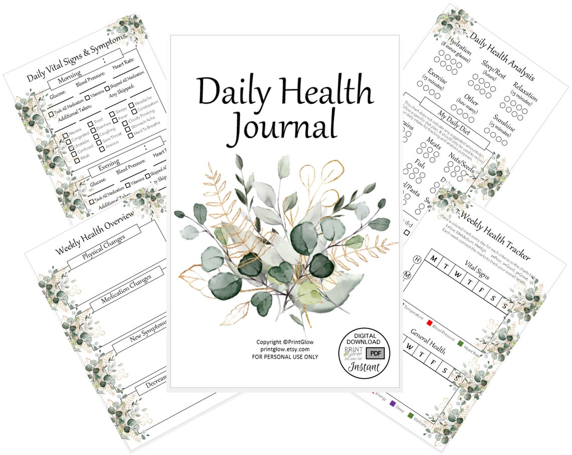 Foliage Daily Health Journal: Printable Digital Health | Etsy
