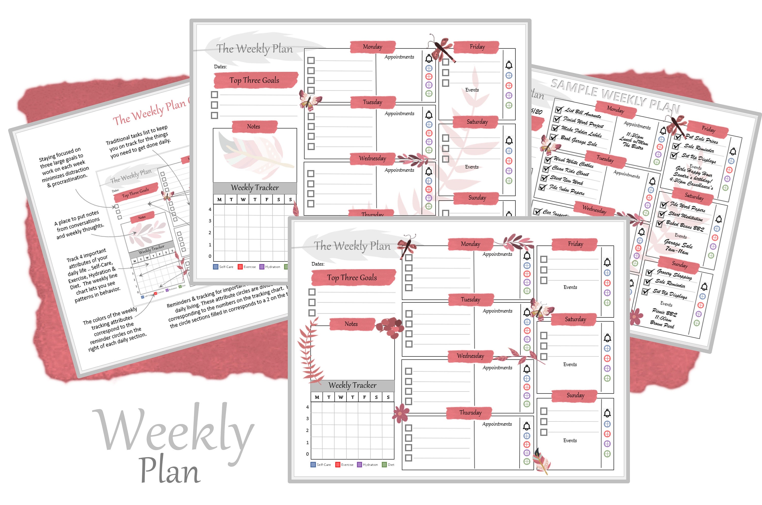 Watercolor Planner Journal: Printable Digital Simple Planner ...