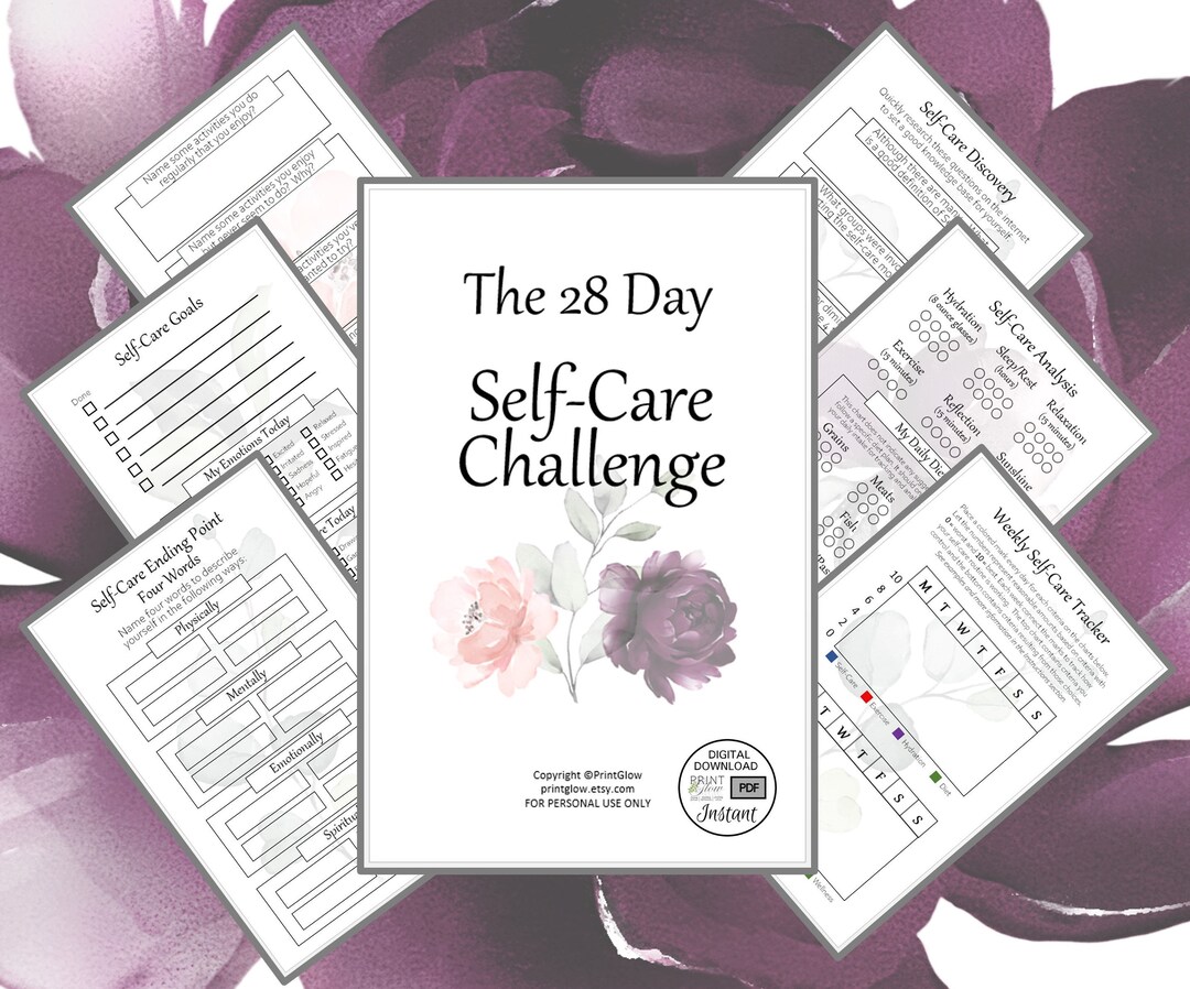 Floral Self-care Challenge: Printable | Digital Planner | Self-care ...
