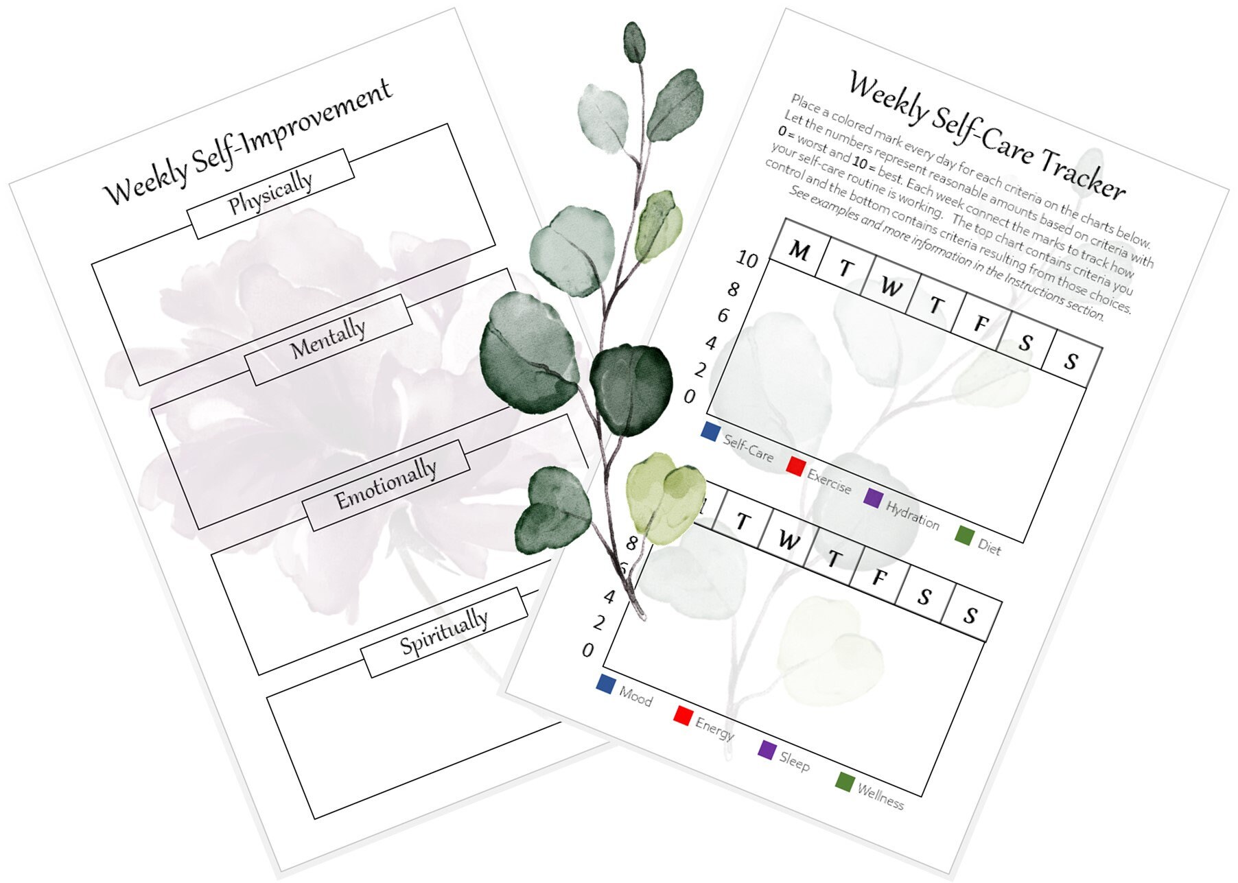 Floral Self-care Challenge: Printable | Digital Planner | Self-care ...