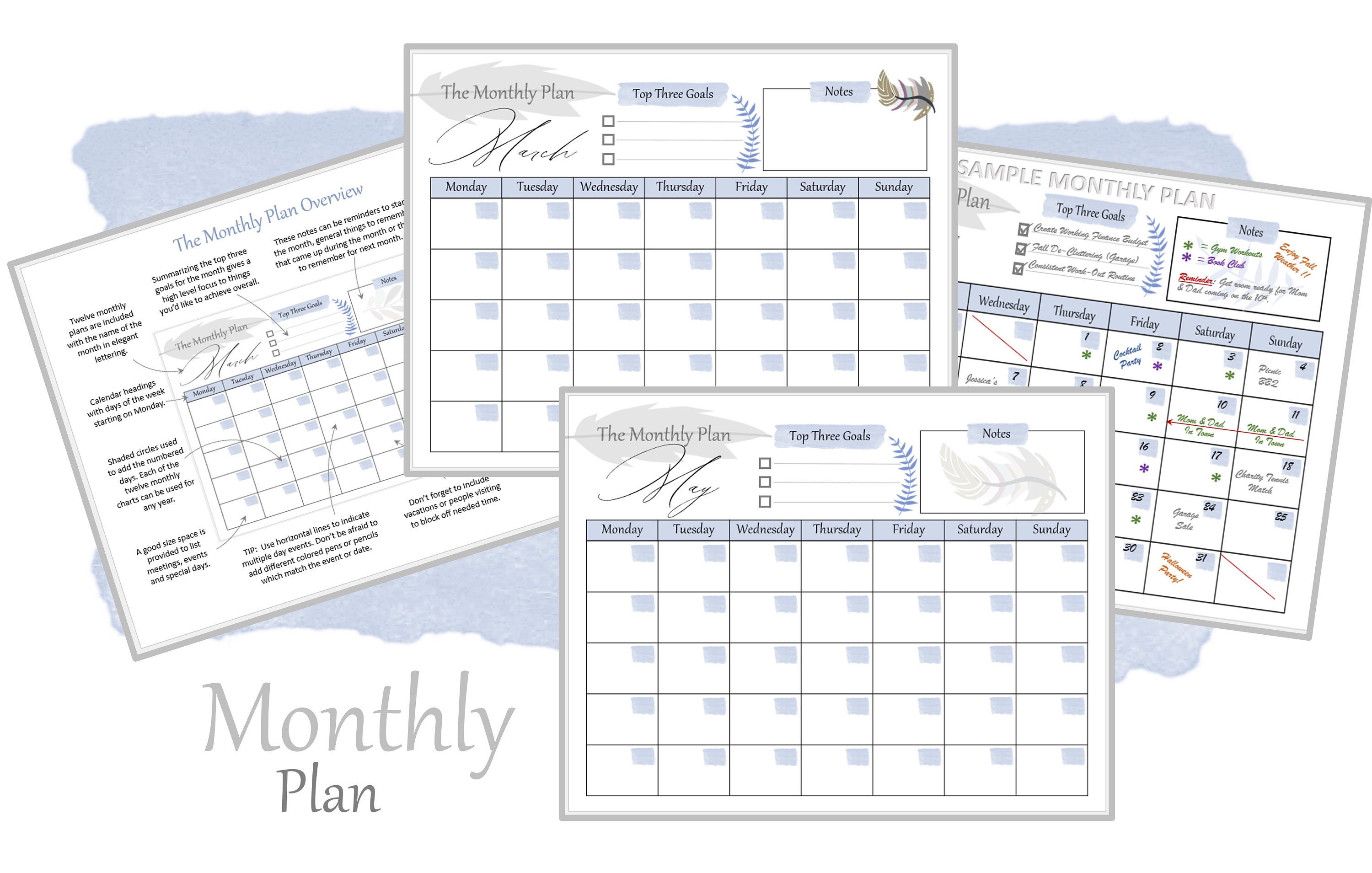 Watercolor Planner Journal: Printable | Digital | Simple Planner ...