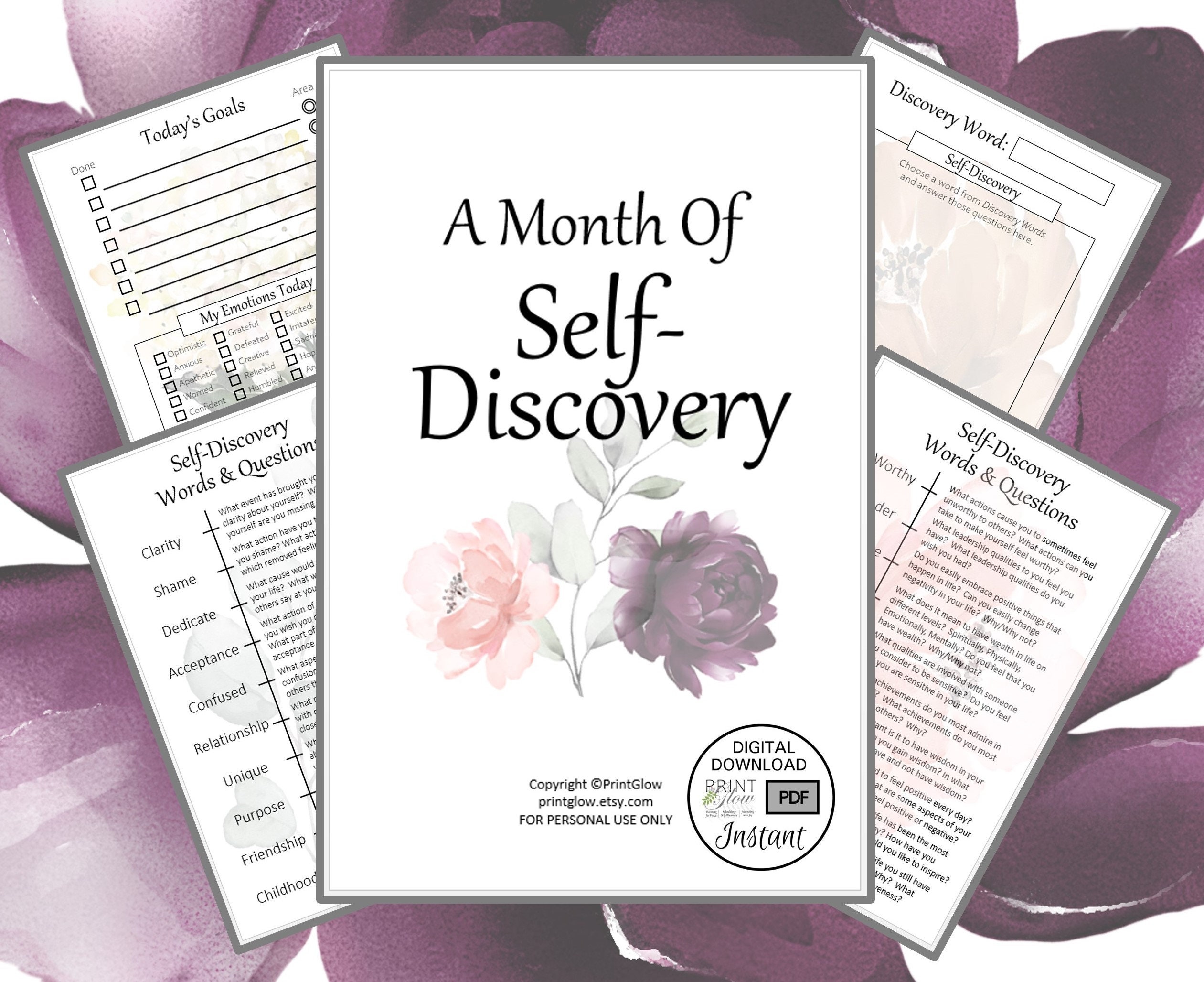 Floral Self-discovery Planner: Printable | Digital Planner | Simple ...