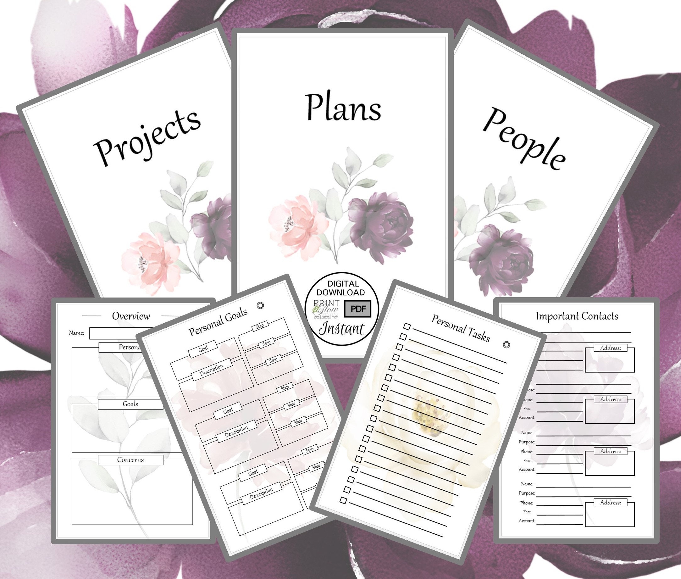 Floral Projects | Plans | People Planner: Printable | Digital Planner ...