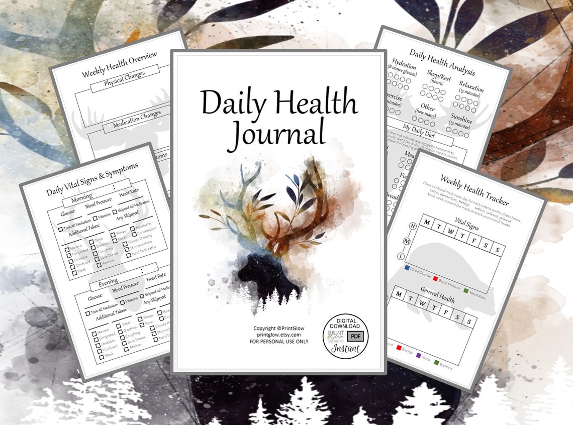 Wilderness Daily Health Journal: Printable Digital Health Journal ...