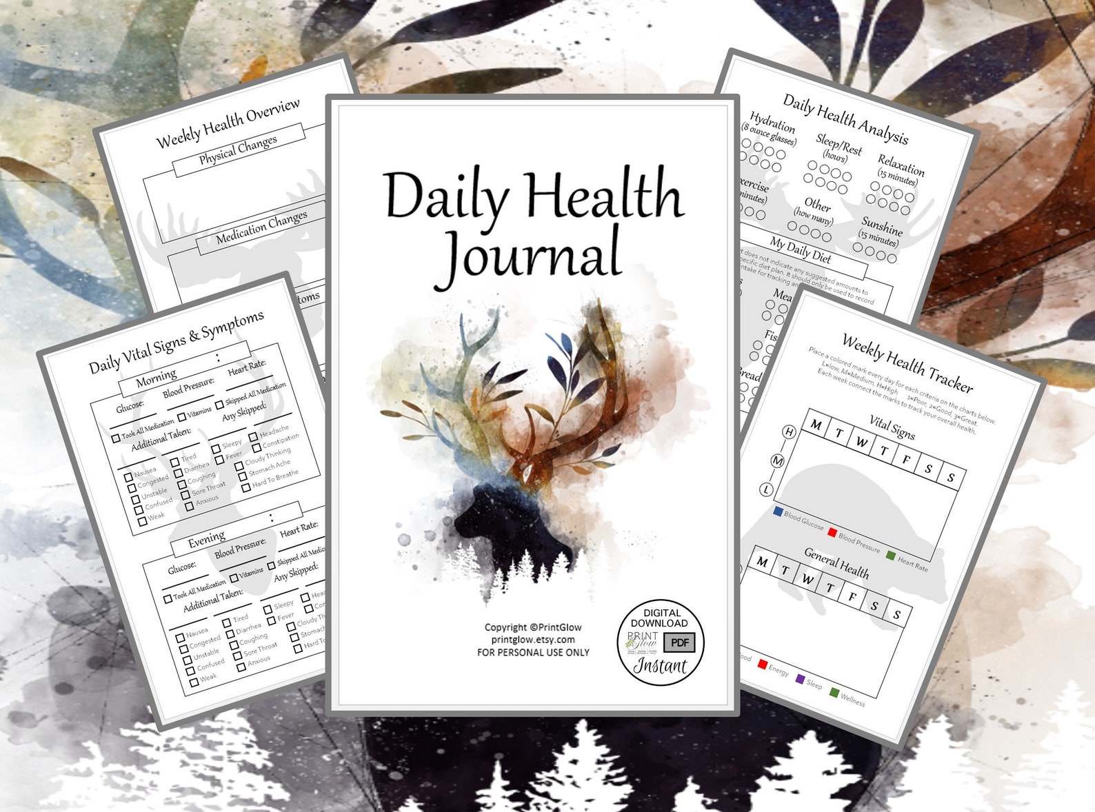 Wilderness Daily Health Journal: Printable | Digital | Health Journal ...