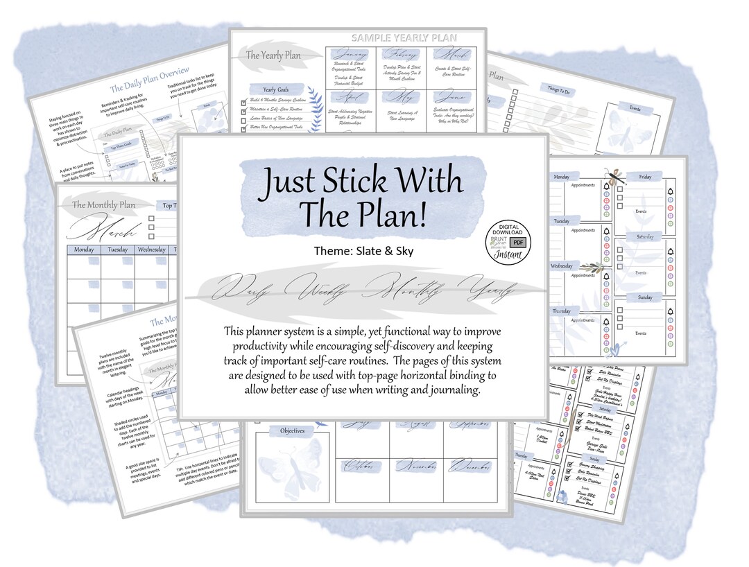 Watercolor Planner Journal: Printable Digital Simple Planner ...