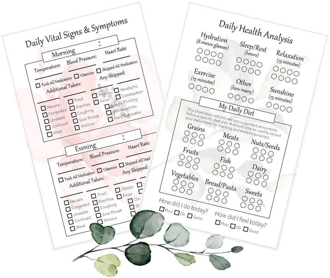 Floral Daily Health Journal: Printable | Digital | Health Journal ...