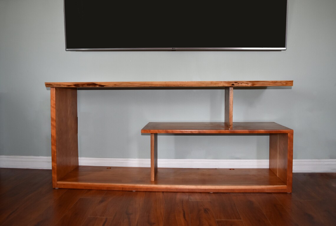 Live Edge Entertainment Center With Floating Shelves - Etsy