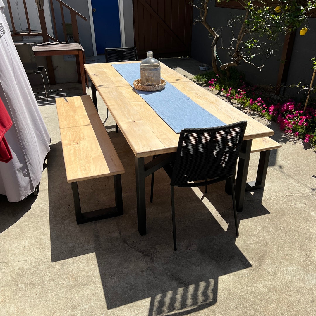 Outdoor Dining Table and Benches - Etsy