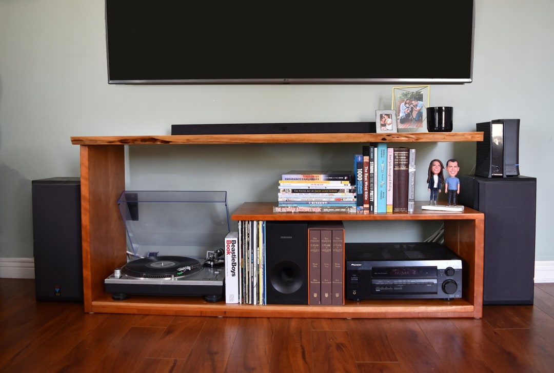Live Edge Entertainment Center With Floating Shelves - Etsy
