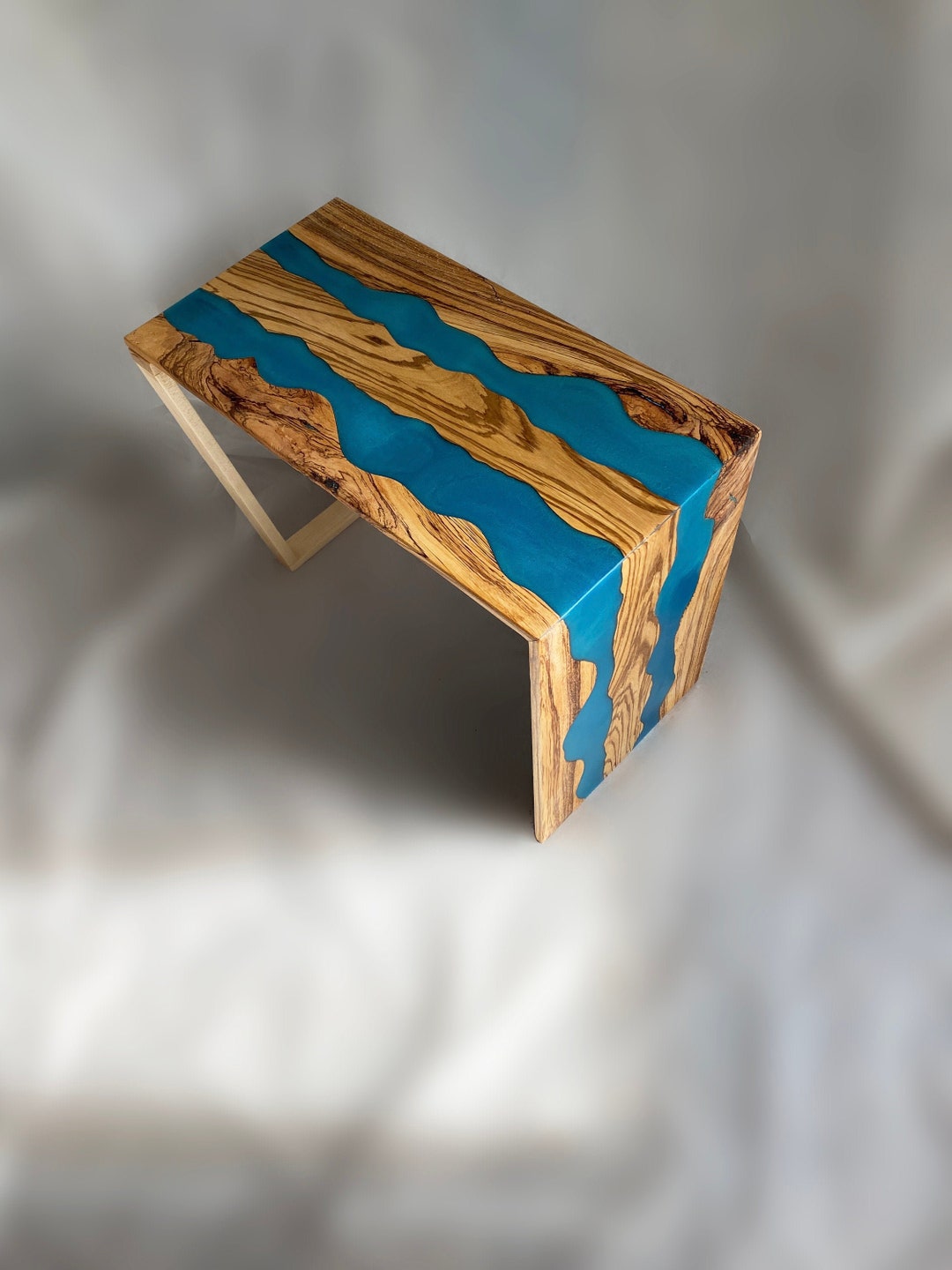 Live Edge and Double Resin End Table - Etsy