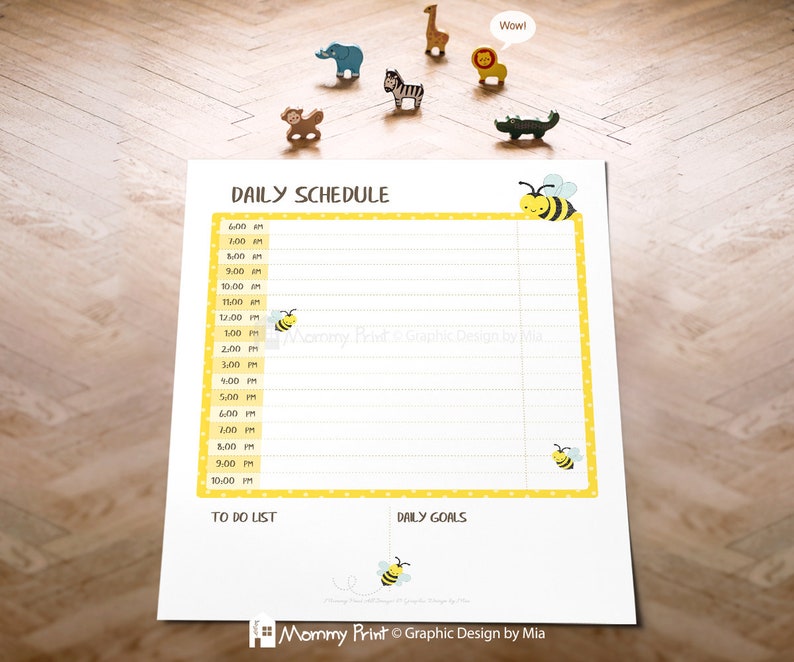 Kids Daily Schedule Bee Planner Daily Routine Schedule | Etsy