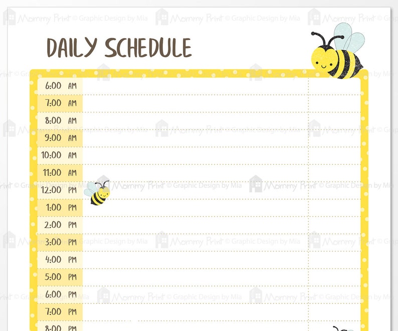 Kids Daily Schedule Bee Planner Daily Routine Schedule | Etsy