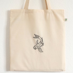 Koi Fish Tote Bag Hand Embroidered Tote Bag Eco Friendly - Etsy