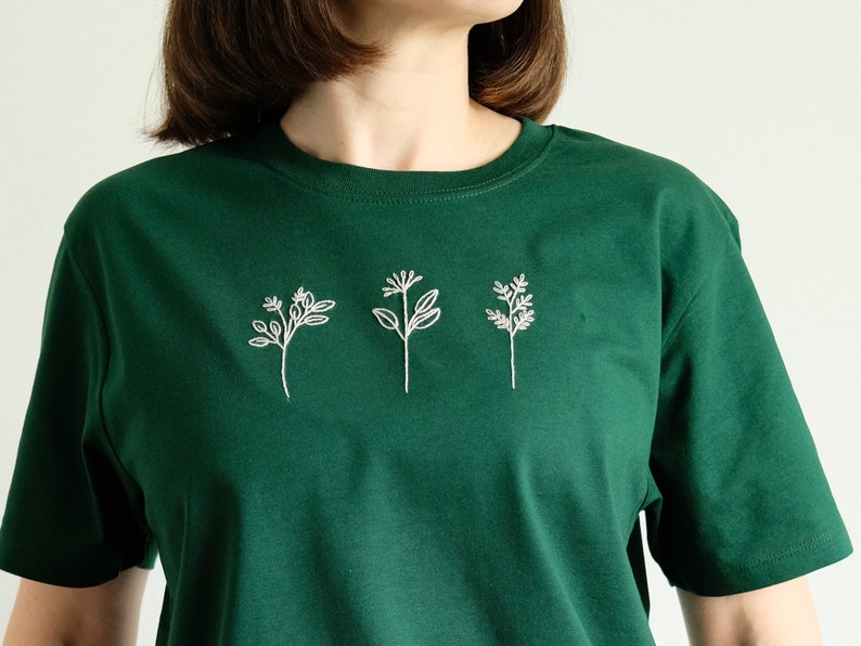 Hand Embroidered Floral Shirt Flower T-shirt With Hand | Etsy