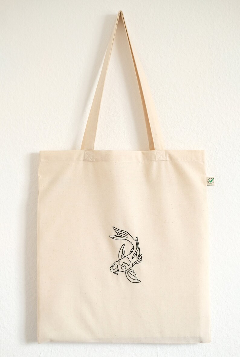 Koi Fish Tote Bag Hand Embroidered Tote Bag Eco Friendly - Etsy
