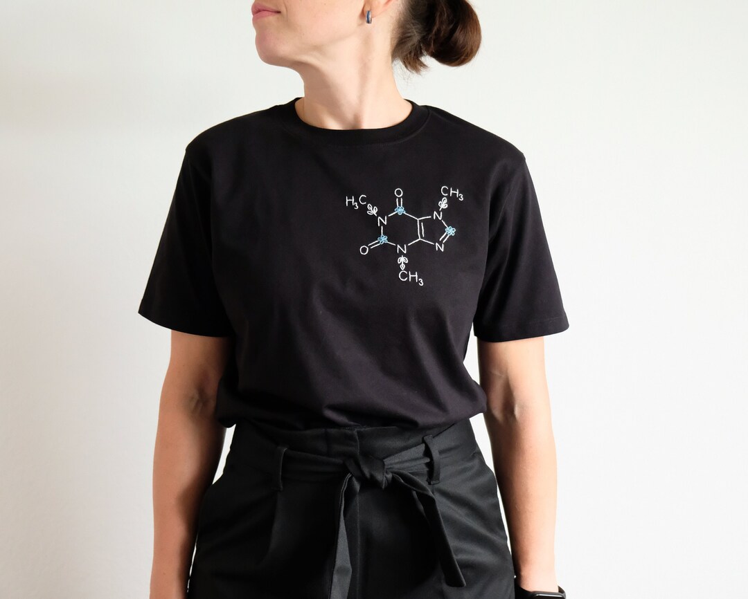 Hand Embroidered Caffeine Molecule Shirt - Coffee Lover Gift - Etsy