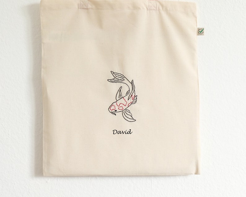 Koi Fish Tote Bag Hand Embroidered Tote Bag Eco Friendly - Etsy