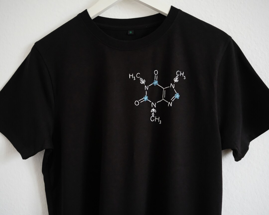 Hand Embroidered Caffeine Molecule Shirt - Etsy