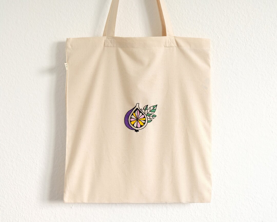 Hand Embroidered Figs Fruit Tote Bag Eco Friendly Shopping - Etsy