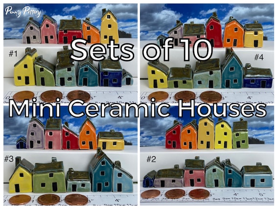 Sets of 10 Miniature Ceramic Houses 1 Shed / Kennel. | Etsy